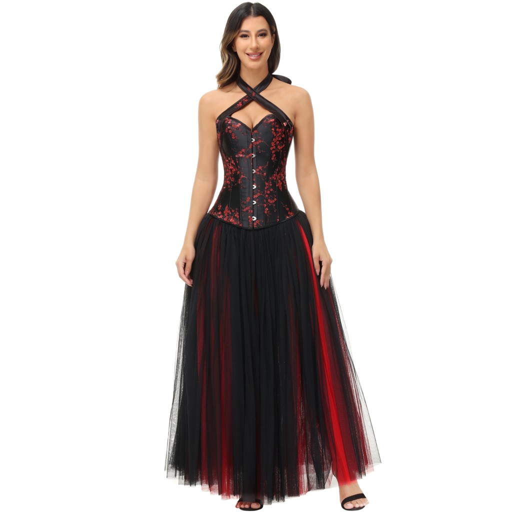 Corset for Women Red Corset with Skirt Overbust Gothic Corset with ...