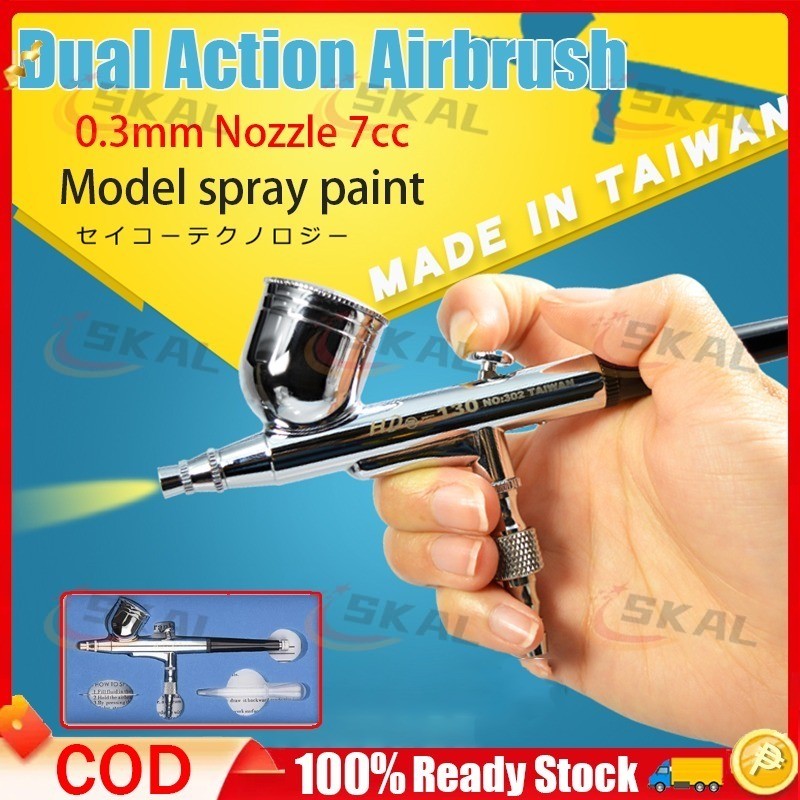 0.3mm Dual-Action Airbrush 7CC Cup with Box Air Hose for Art Cake Nail ...