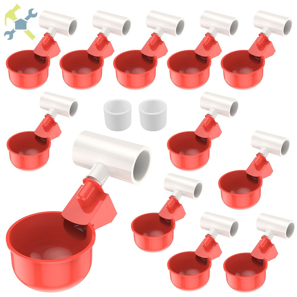 Chicken Waterer Cup Automatic Chicken Water Feeder with T-Pipe ...