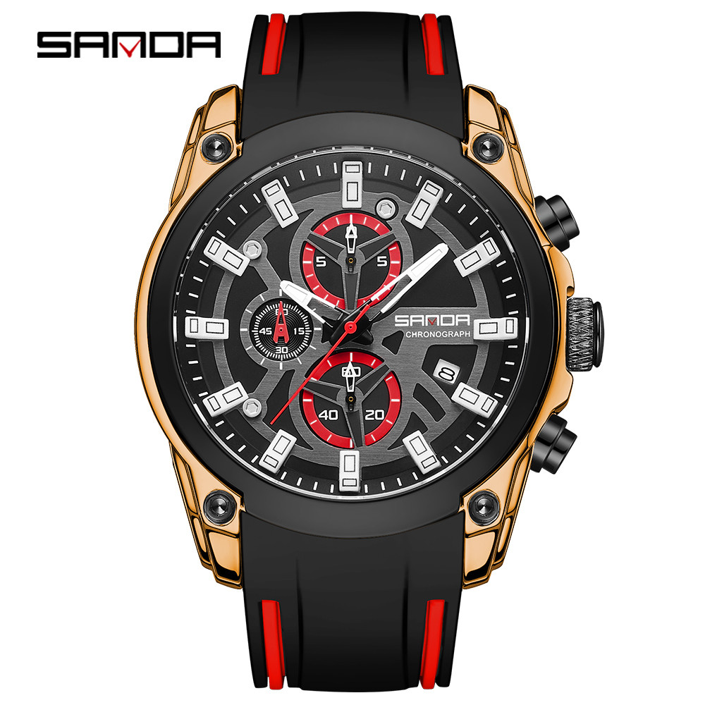 SANDA 5307 Fashion Leisure Waterproof Man Quartz Chronograph Date ...