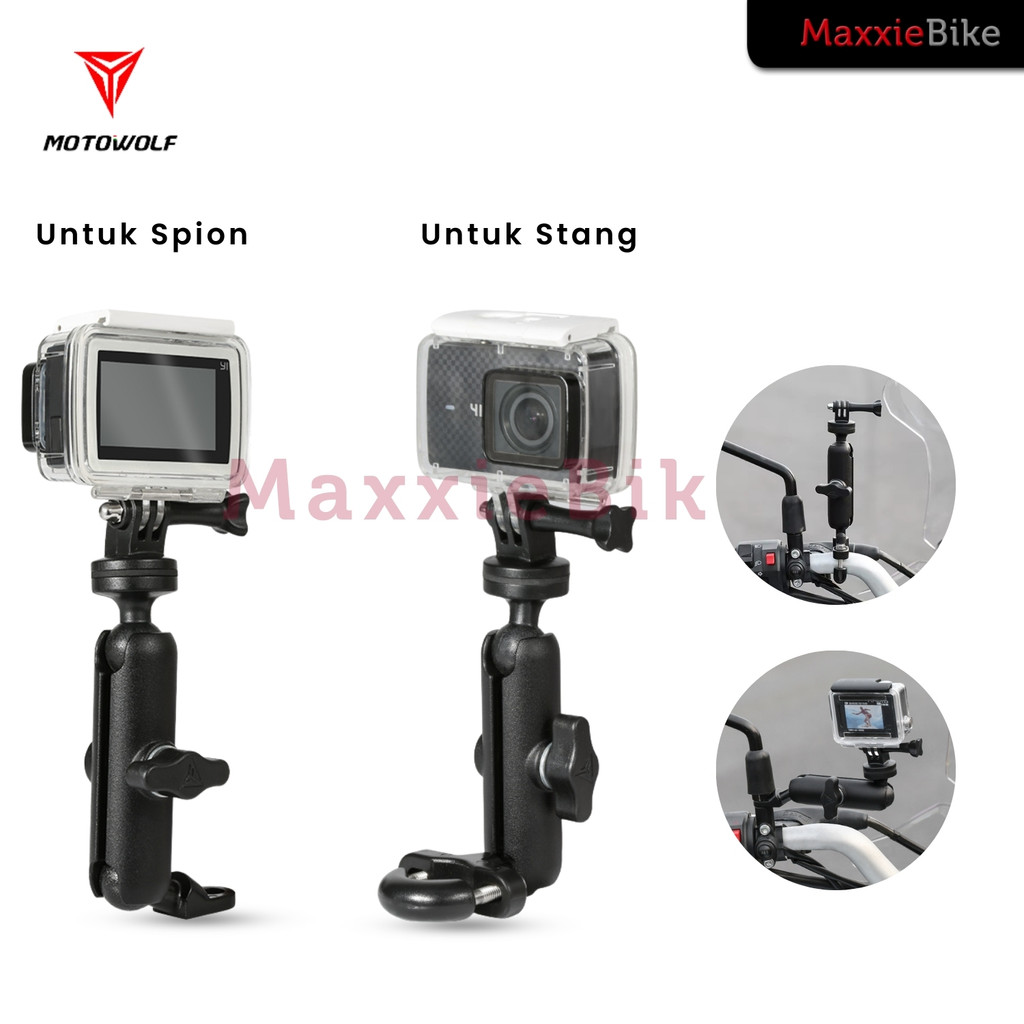 Motowolf MDL3519 Gopro Mount Bracket Motorcycle Rear View Handlebar ...