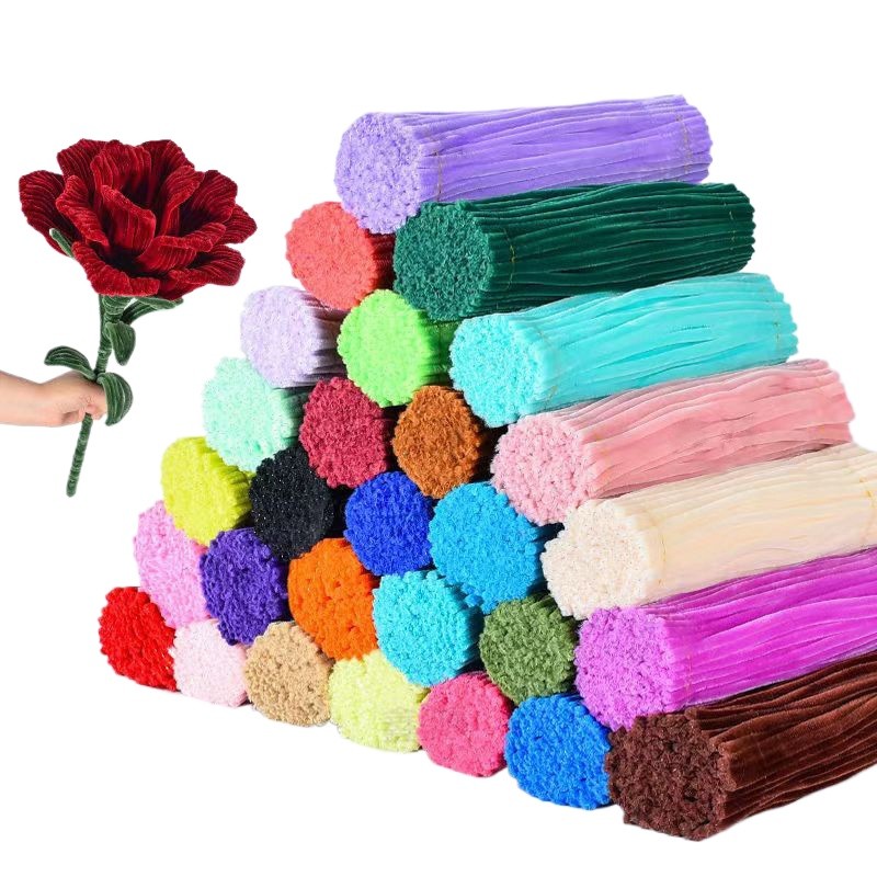 100pcs/set Fuzzy Wire Colorful Twist Sticks DIY Flower Bouquet Handmade ...