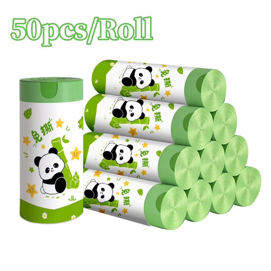 50pcs Thickened Kitchen Drawstring Garbage Bag Panda Printing ...