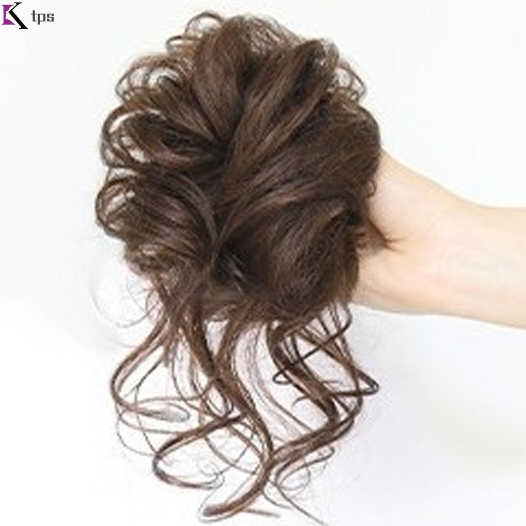 Curly Messy Chignon Bun Hair Piece Curly Tousled Updo Scrunchies Hair ...