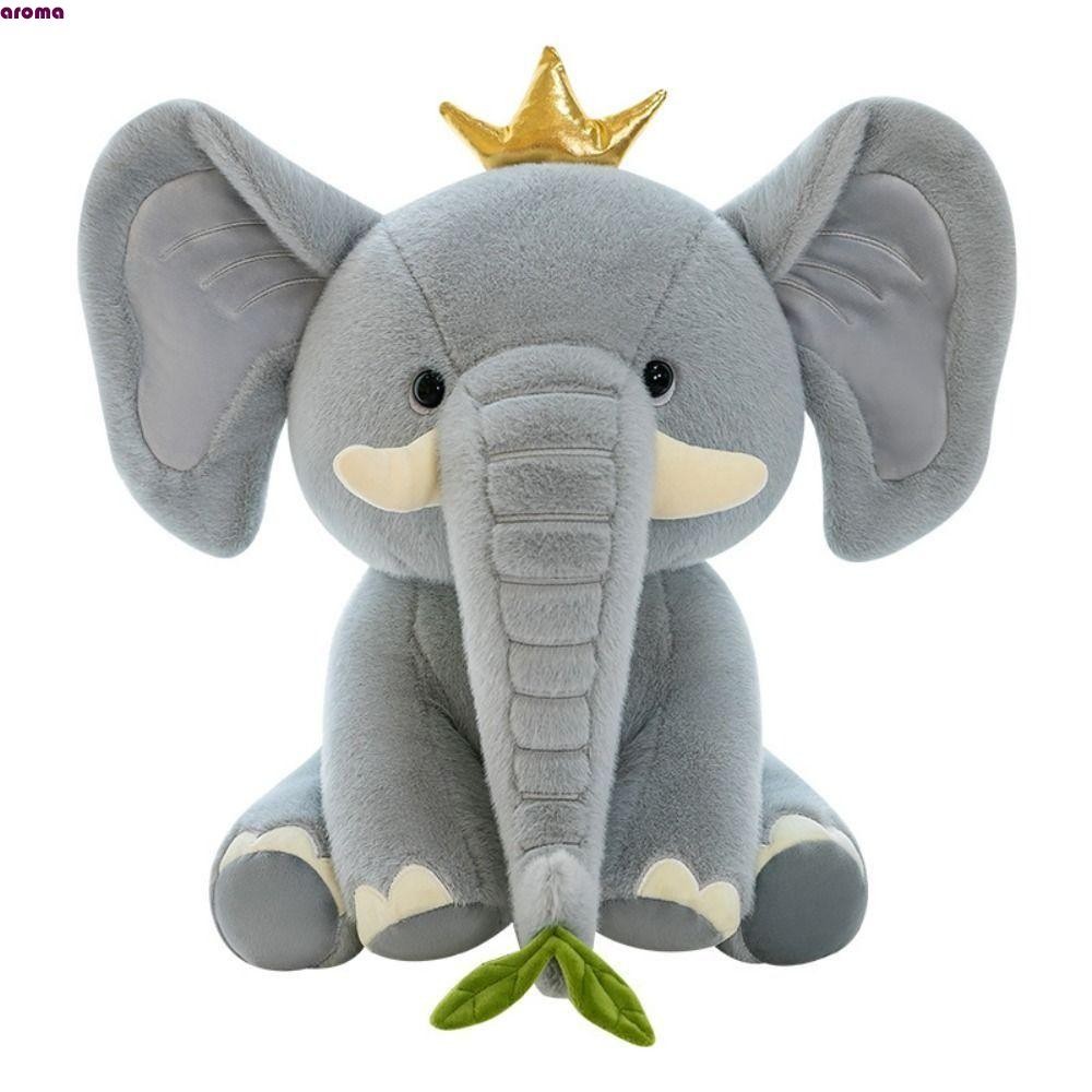 AROMA Crown Elephant Plush Doll, Cartoon Stuffed Cartoon Elephant ...