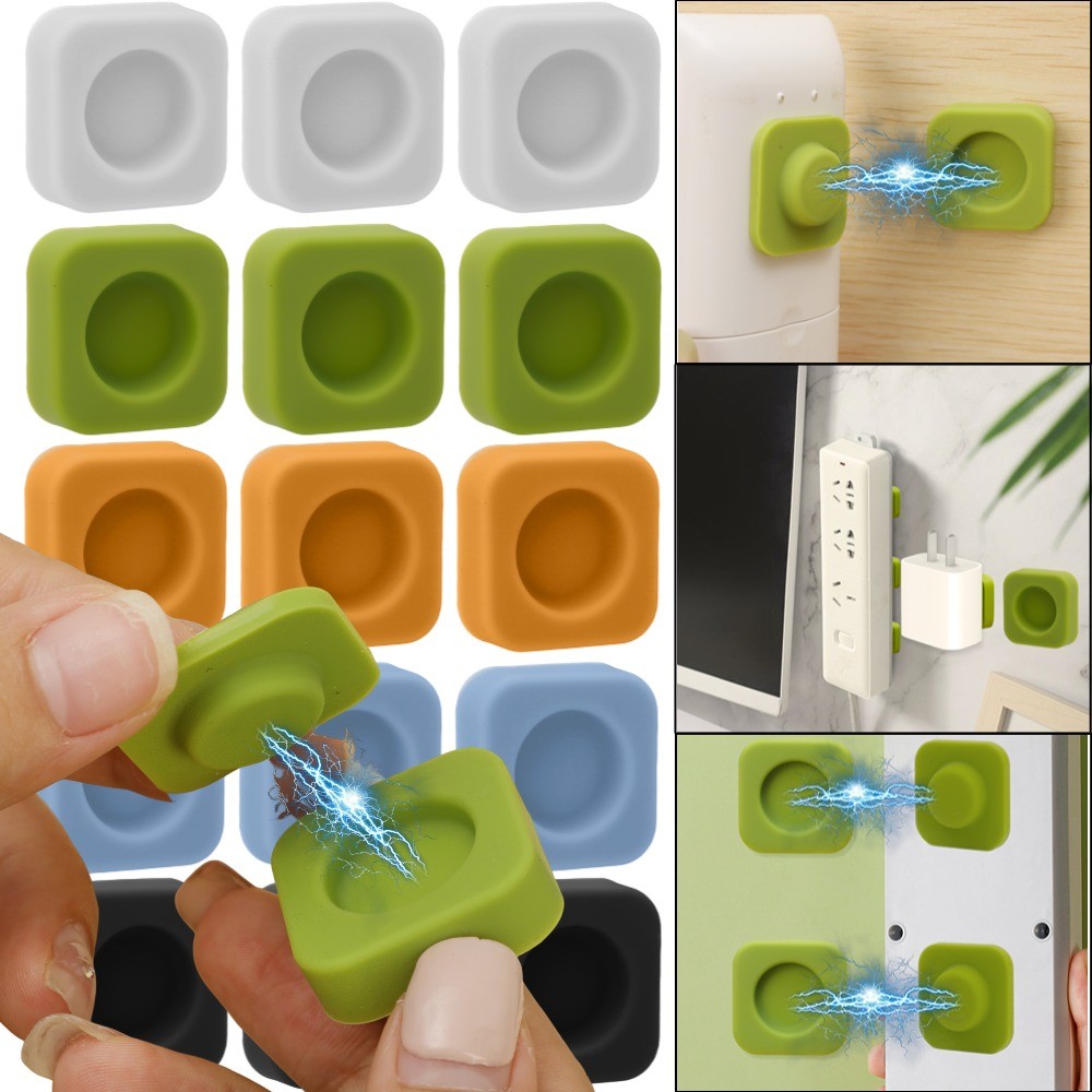 5Colors Self-adhesive Square Silicone Magnetic Hooks Wall Mounted ...