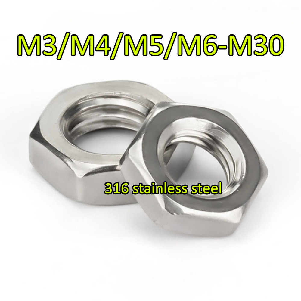 316 Stainless Steel Thin Hex Nut Flat Nut M3/M4/M5/M6-M30 (JSK-YL-PH ...
