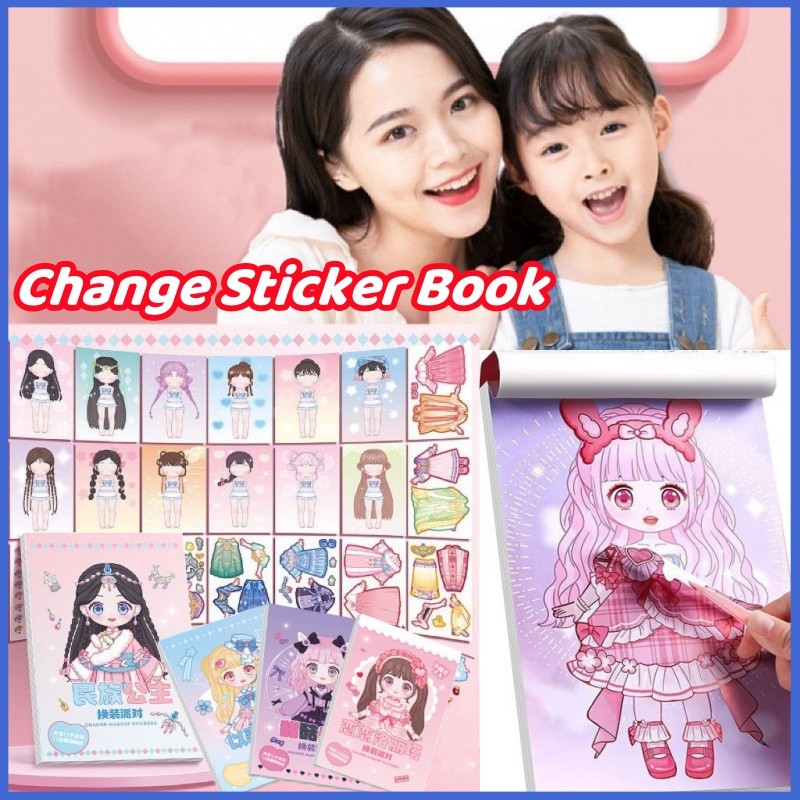 Kids Sticker Doll Dress Up Whole Body Girl Make Up Sticker Book ...