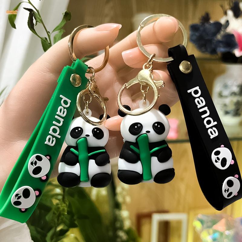 Sweet Cute Cartoon Panda Keychain Silicone Animal Doll Pendant Keyring ...