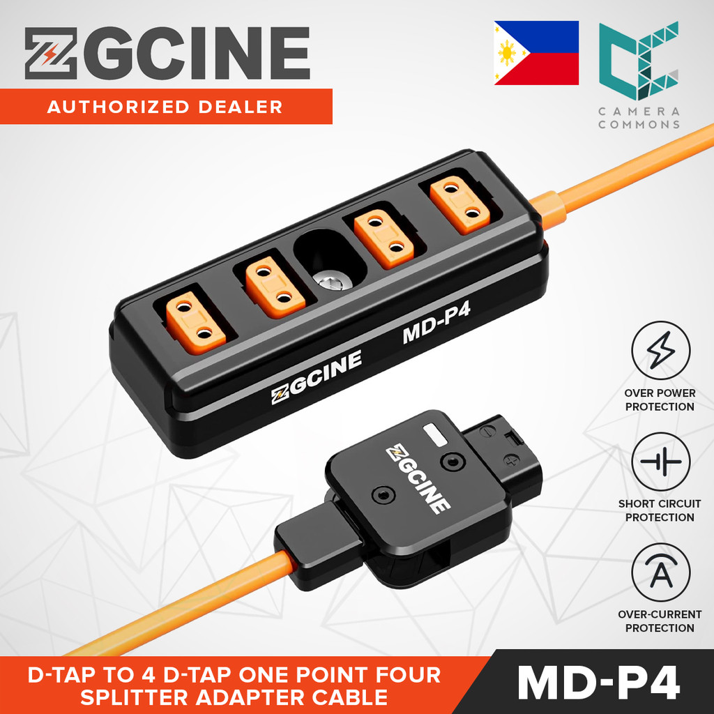 ZGCINE MD-P4 Male D-Tap to 4-Port Female D-Tap One Point Four Splitter Adapter Cable 60cm 150W ...