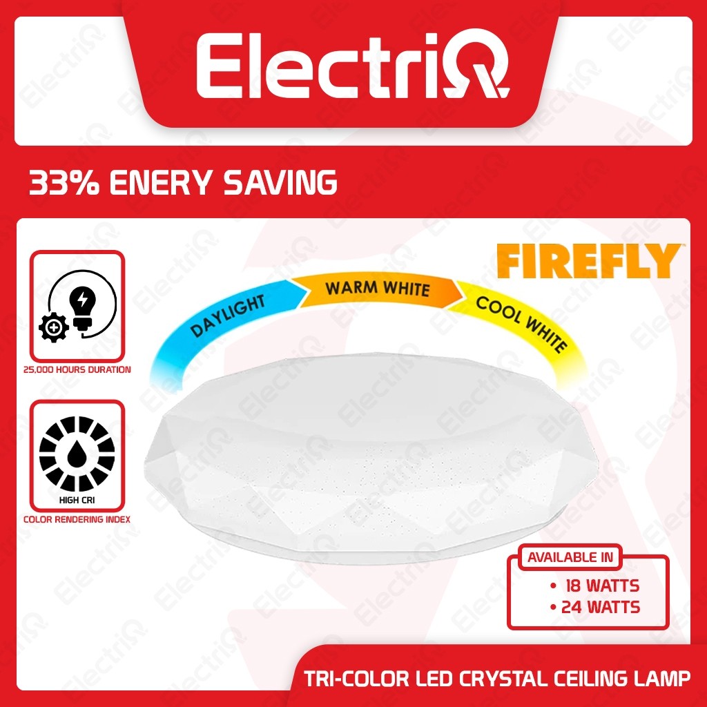 Electriq l Firefly Basic Series Tri-Color LED Crystal Ceiling Lamp Star ...
