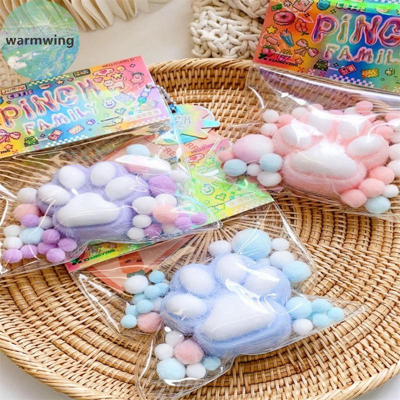 Warmwing NEW Fidget Toy Mini Squishy Toys Kawaii Plush Cat Paw Transparent Cube Stress Relief ...