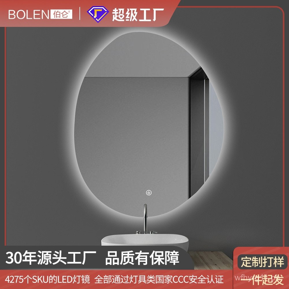 BOLEN Bolun Irregular Oval Bathroom Vanity Wall-Mounted with Light ...