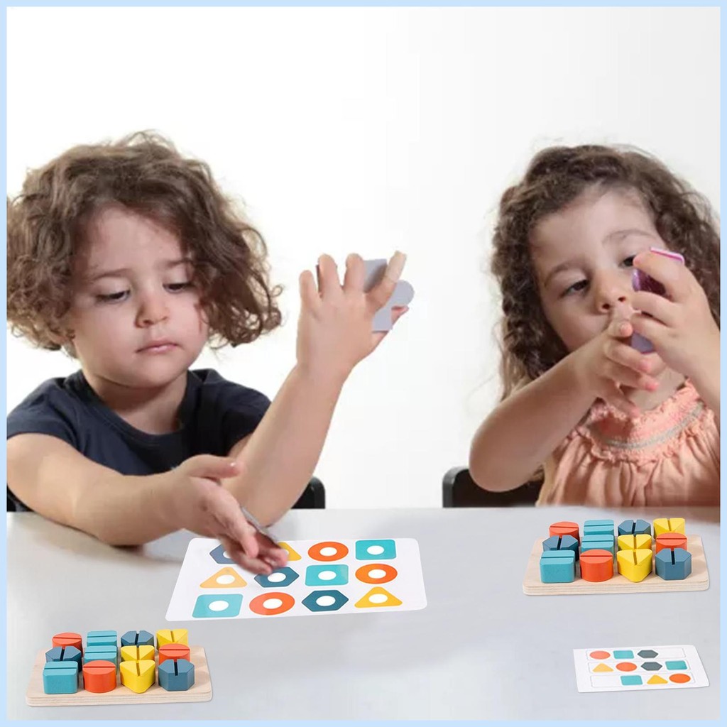 Stacking Cubes Wood Montessori Sensory Shapes Nuts and Bolts Board Game ...