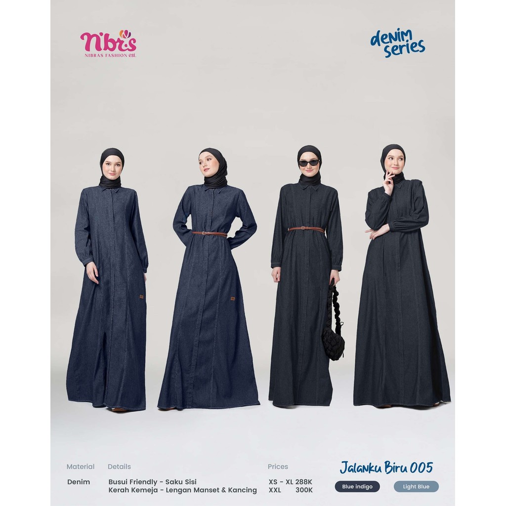 Jalanku Biru Plain Denim Gamis 005 Simple Dress By Nibras | Shopee ...