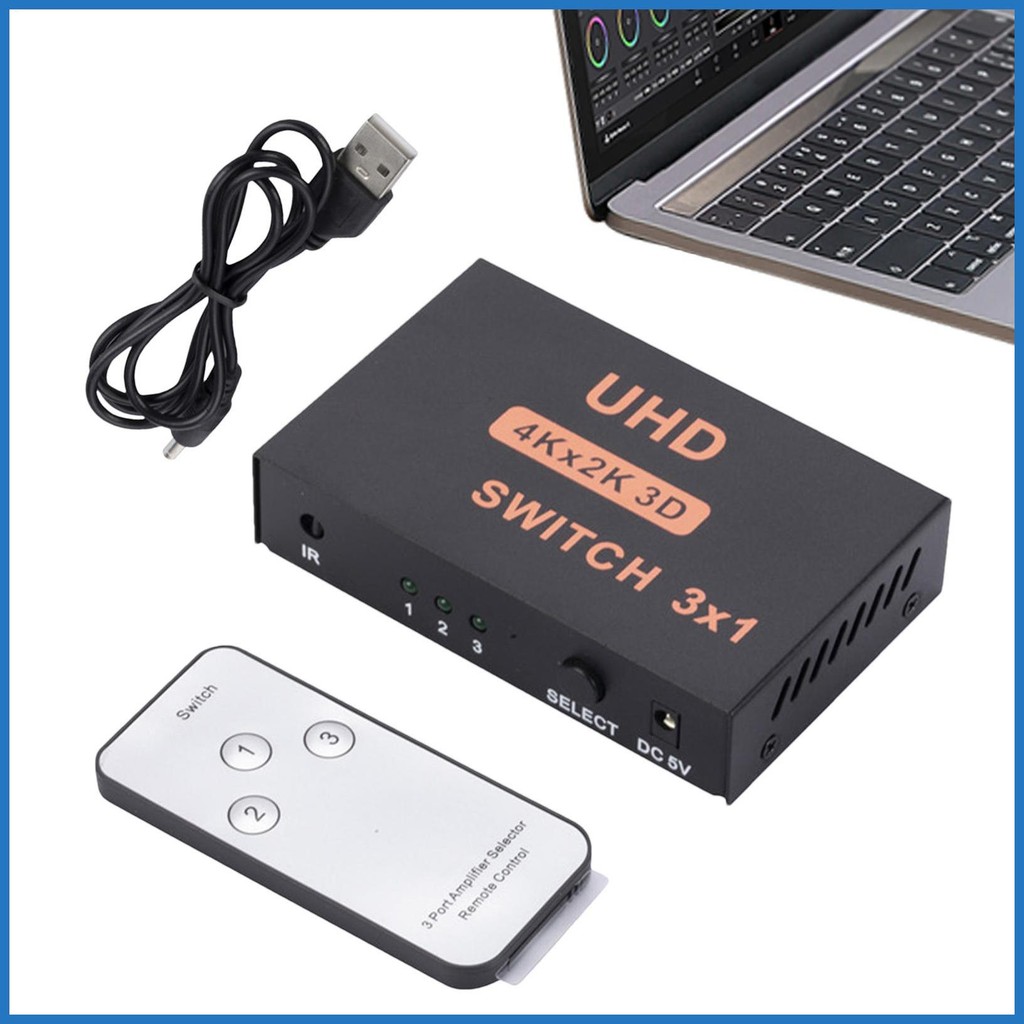 3-Port Out HD Switcher 3-Port HD Splitter Hub 4K Audio Video ...