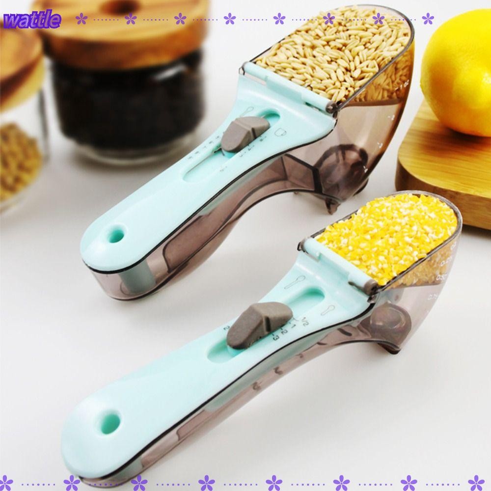 WATTLE Kitchen Measuring Spoons, Adjustable Plastic Food Measuring ...
