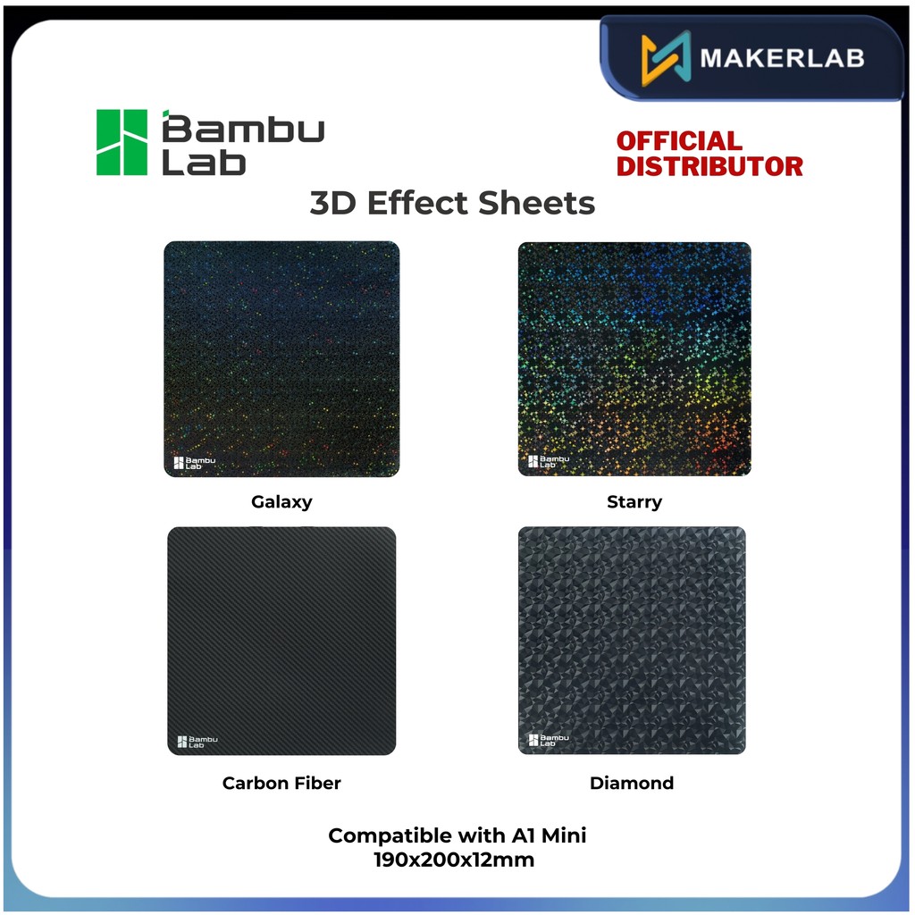 Bambu Lab 3D Effect Diamond Surface Sheet for A1 Mini 3D Printer 190* ...