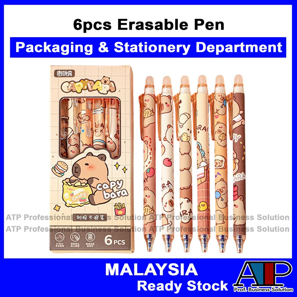 Stationery 6pcs Pen Tulis Capybara Erasable Pen Primary School Erasable ...