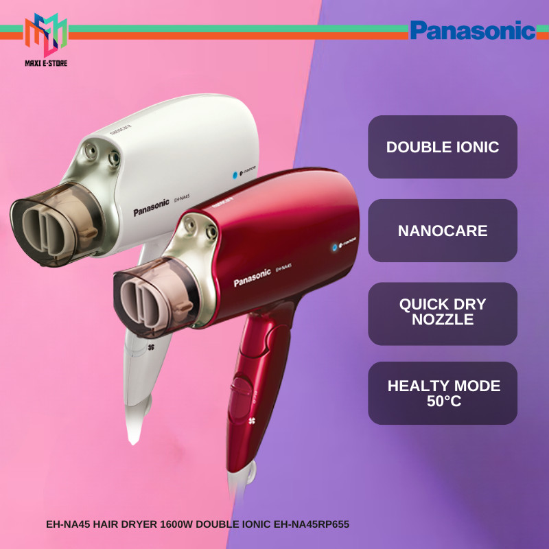 Panasonic EH-NA45 nanocare Hair Dryer nanoeTM & Double Ion ( Red / White ) EHNA45 Pengering ...