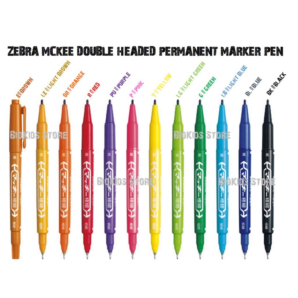 Zebra mckee double headed permanent marker pen | Shopee Philippines
