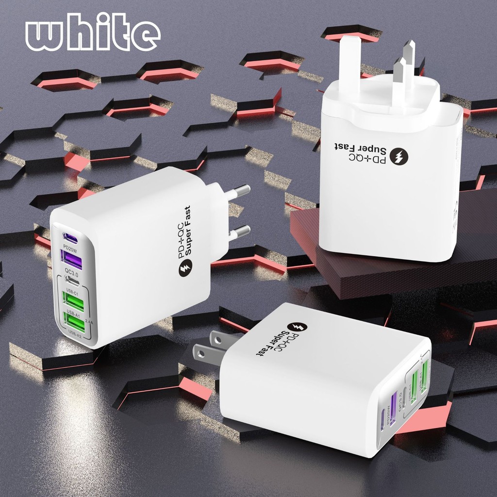 Fast Charging Adapter Travel Phone Charger Adapter Plug 3USB+2CPD Quick ...