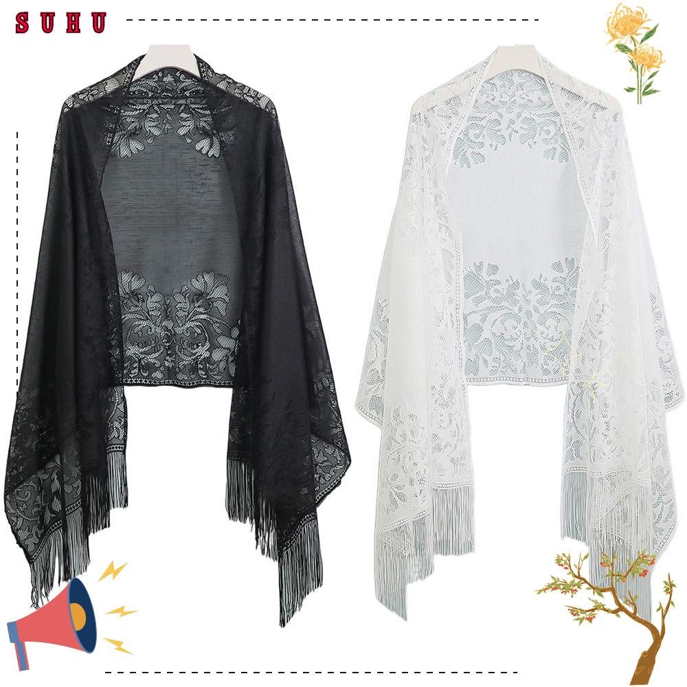 SUHU Evening Prom Cape, Multicolored With Tassel Women Shawl, Cloak ...
