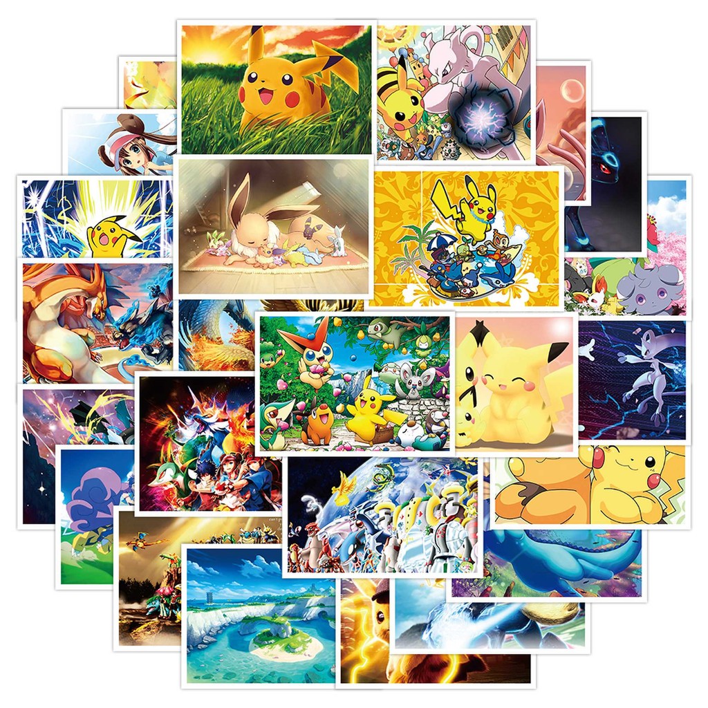30PCS Cartoon Anime Pokemon Graffiti Stickers for Bicycle Hand Account ...