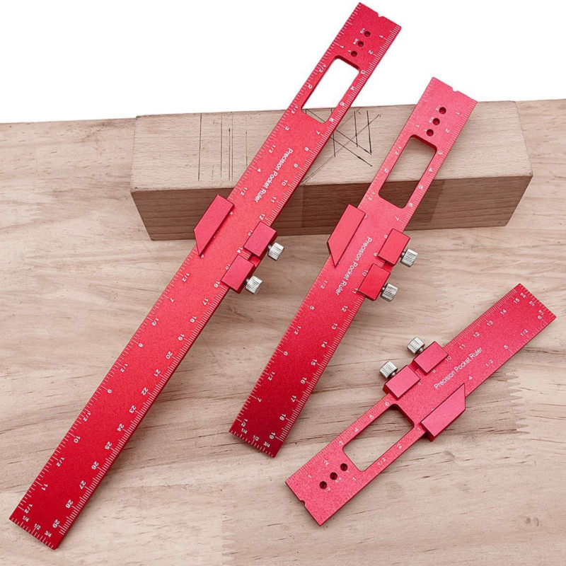 RK Measuring Tools Woodworking Ruler Pocket Metal Slide Stop Marking ...