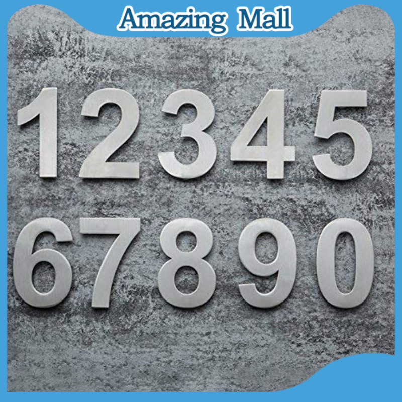 0-9 Stainless Steel House Number Plate Home Number Sign Wall Sticker ...