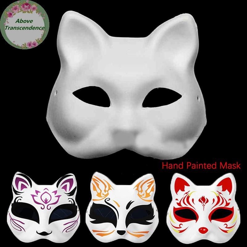 Above Japanese Mask Half Face Hand-painted Cat Fox Mask Anime ...