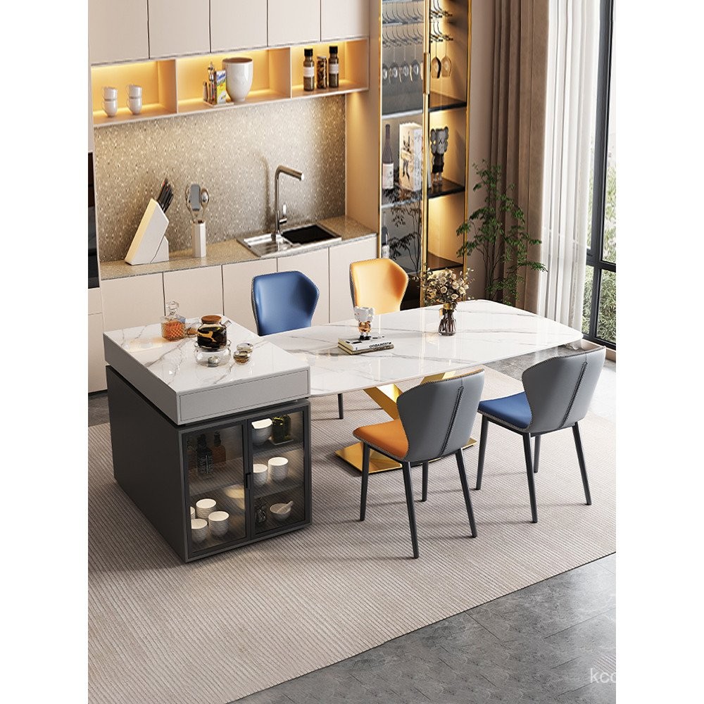 Italian Style Light Luxury Rock Slab Island Table Integrated Home Bar ...