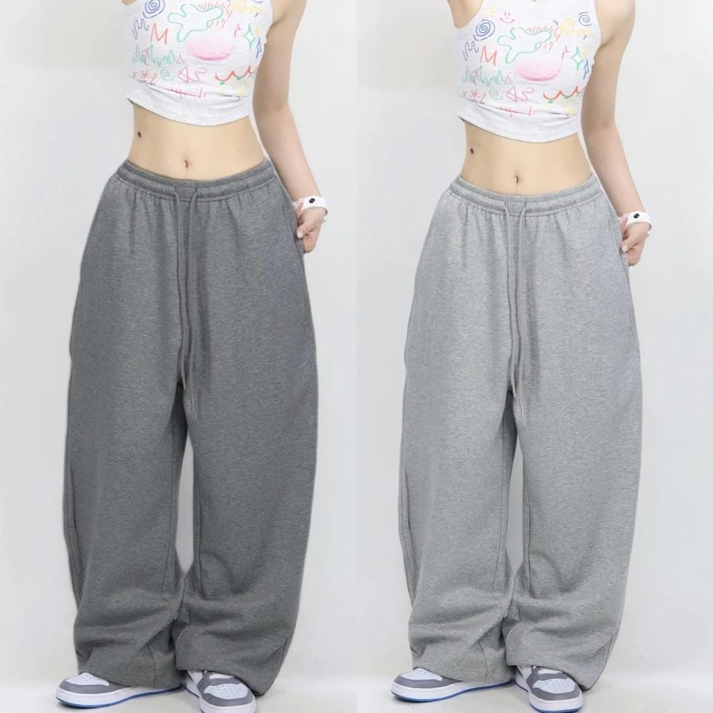 Korean Grey HipHop Dancer Baggy Sweatpants Women High Waist Loose Wide ...