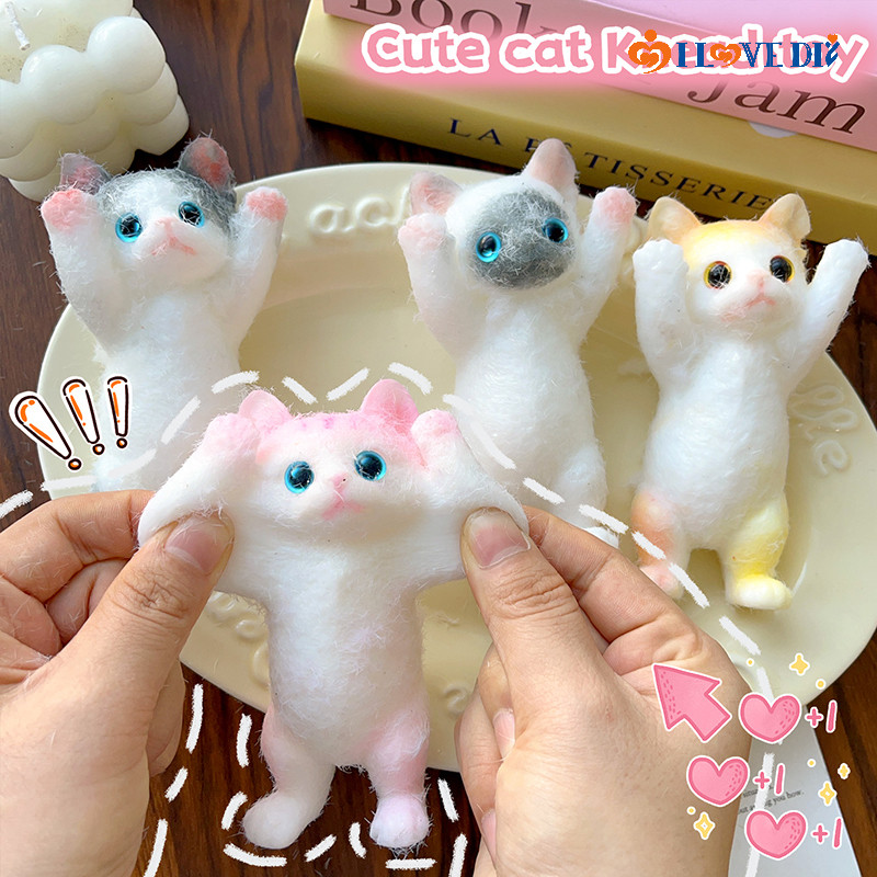 Comfortable Soft TPR Cat Figurine Hand Pinching Sensory Toy - Squeezing ...