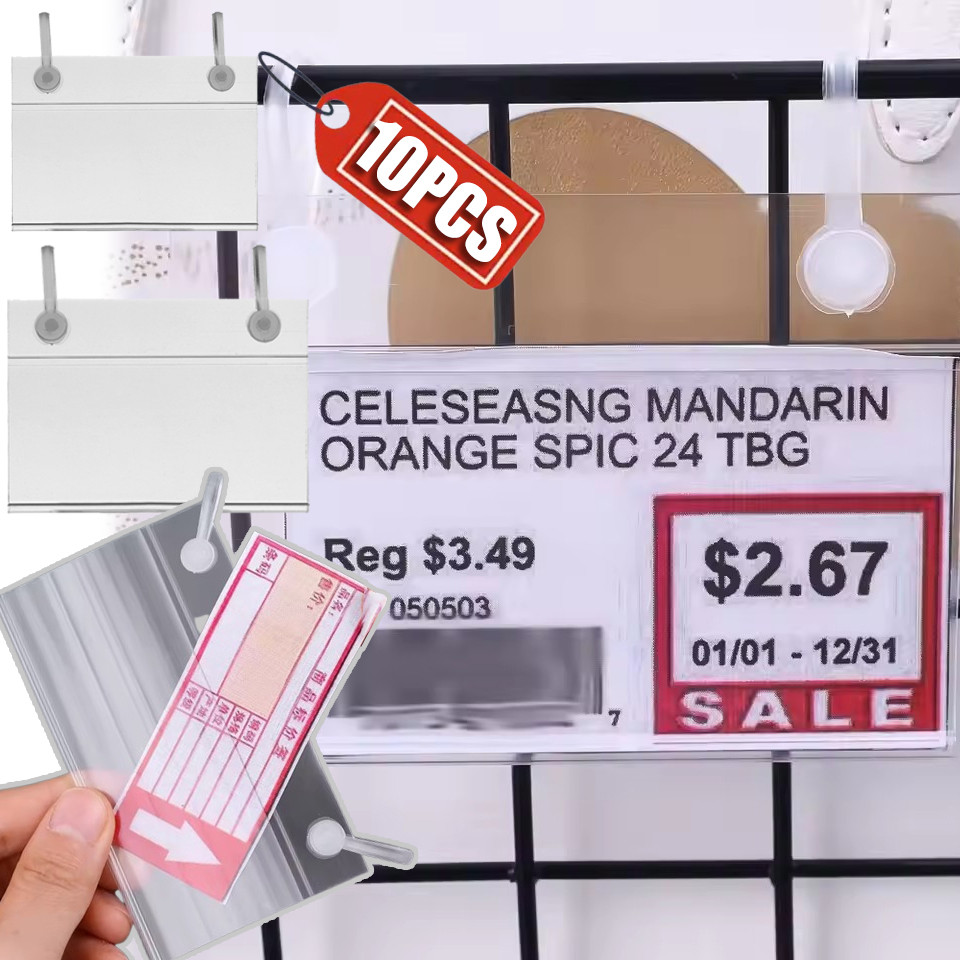 10Pcs Transparent Supermarket Price Tags - Reusable Grocery Retail ...