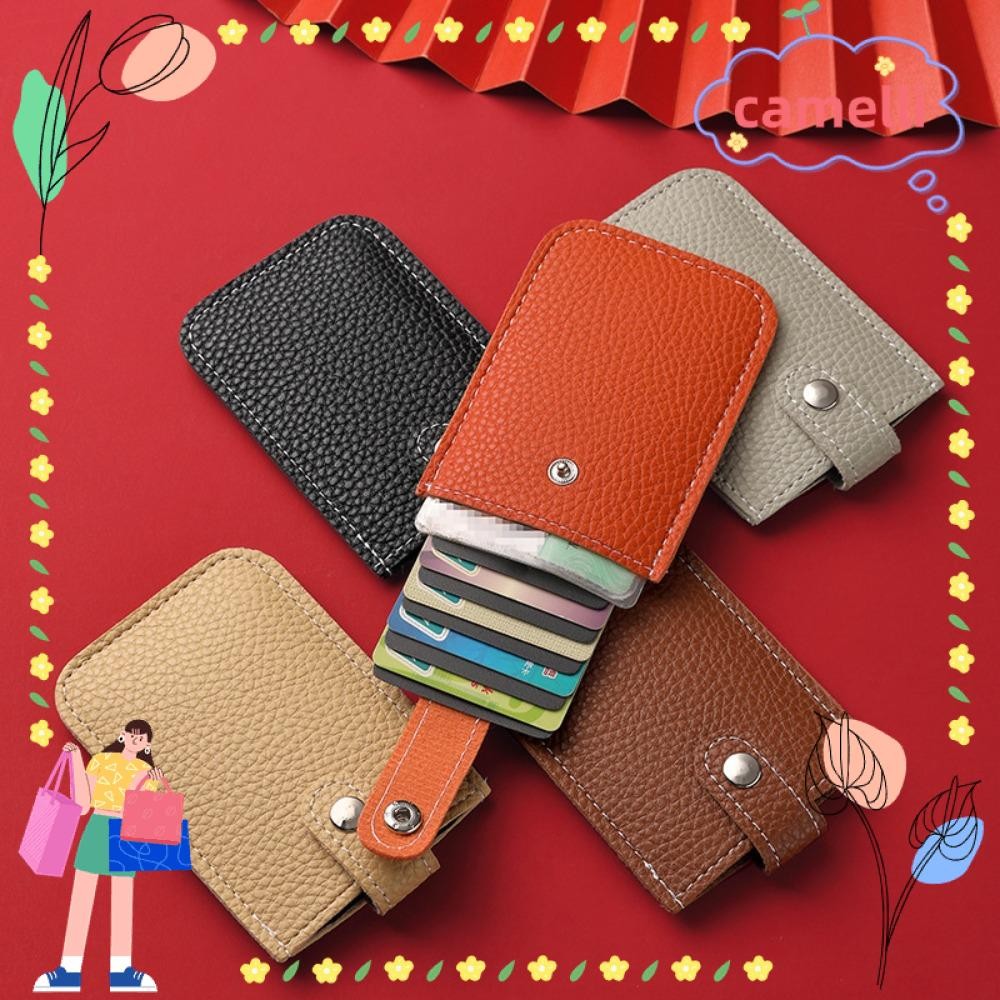 CAMELLI Mini Card Wallet, Pull-out Type RFID Blocking ID Card Holder ...