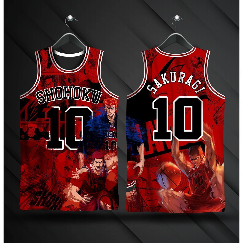 Shohoku Slam Dunk Hanamichi Sakuragi Jersey #10 Design 2023 3D Japanese ...