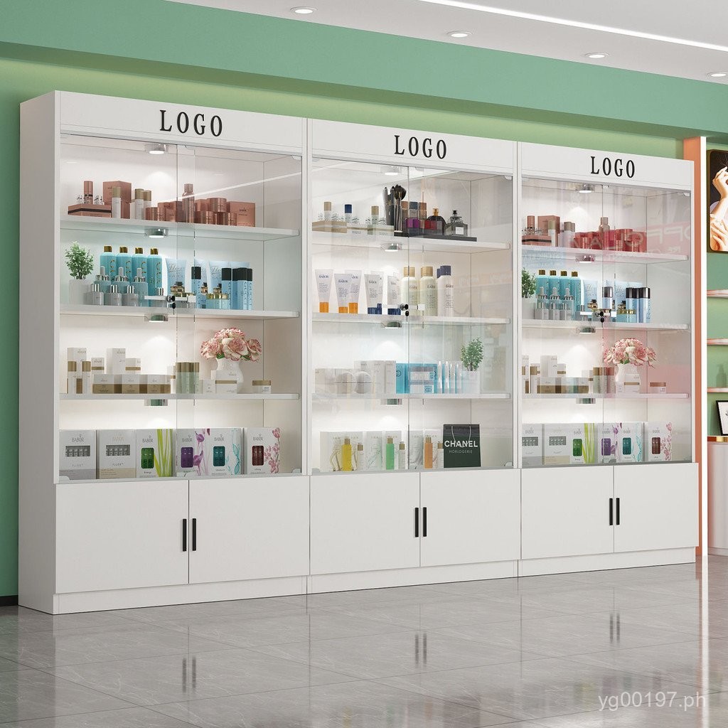 Showcase Beauty Salon Container Glass Door Cabinet Commercial Cosmetics ...