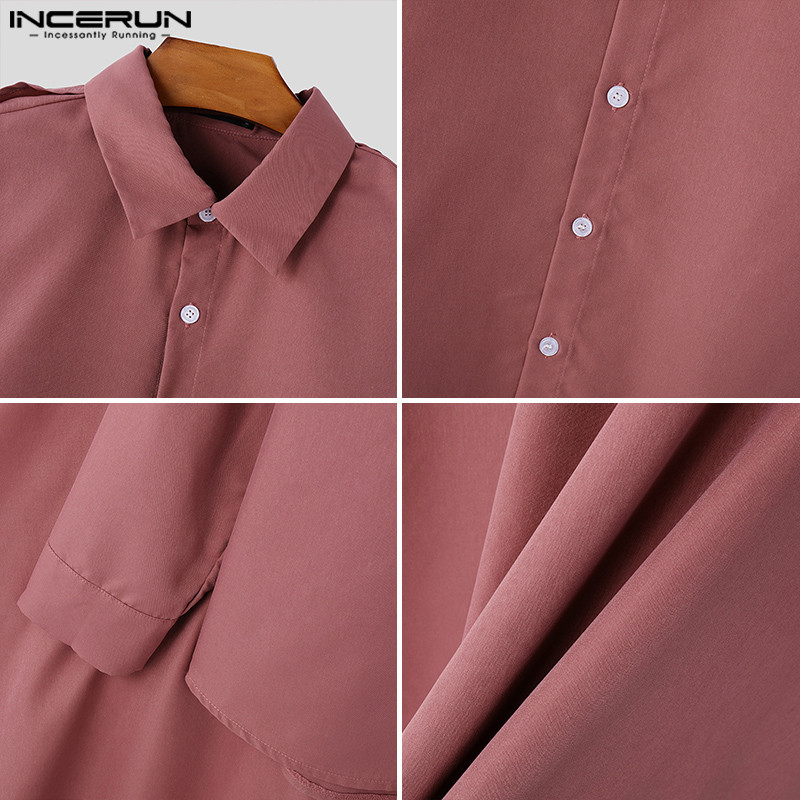 INCERUN Men Vintage Fashion Poncho Design Long Sleeve Solid Color ...