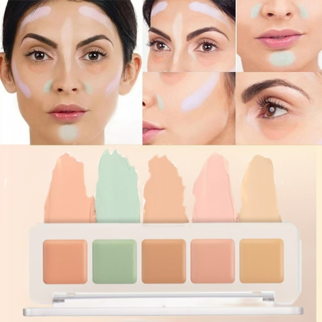 5 Colors Facial Concealer Palette Long Lasting Waterproof Matte Natural ...