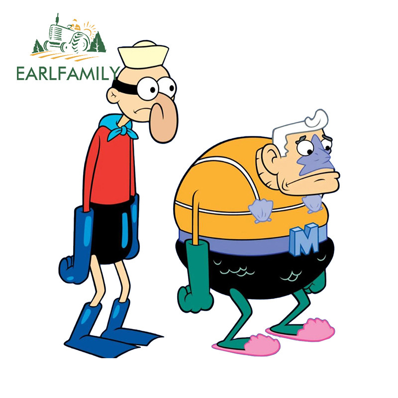 EARLFAMILY Mermaid Man And Barnacle Boy Car Stickers Personality ...