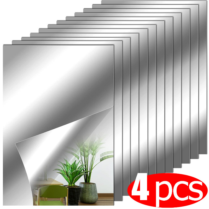 1-4sets Self Adhesive Mirror Sheets - Flexible Non Glass Mirrors ...