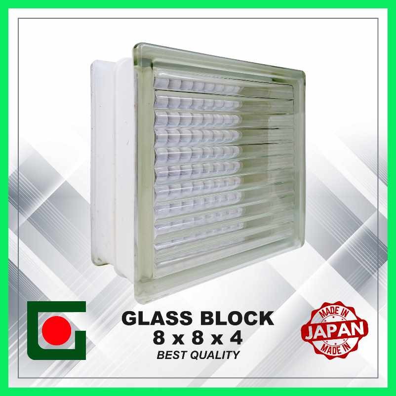 Glass_m>N`Block+pm@Rd@g@v@w@D Japan 8x8x4 Glass Bricks Clear Wall ...