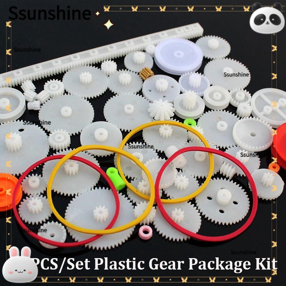SSUNSHINE 60PCS/Set Plastic Gears Toy Motor Car Robot Various Gear Axle ...