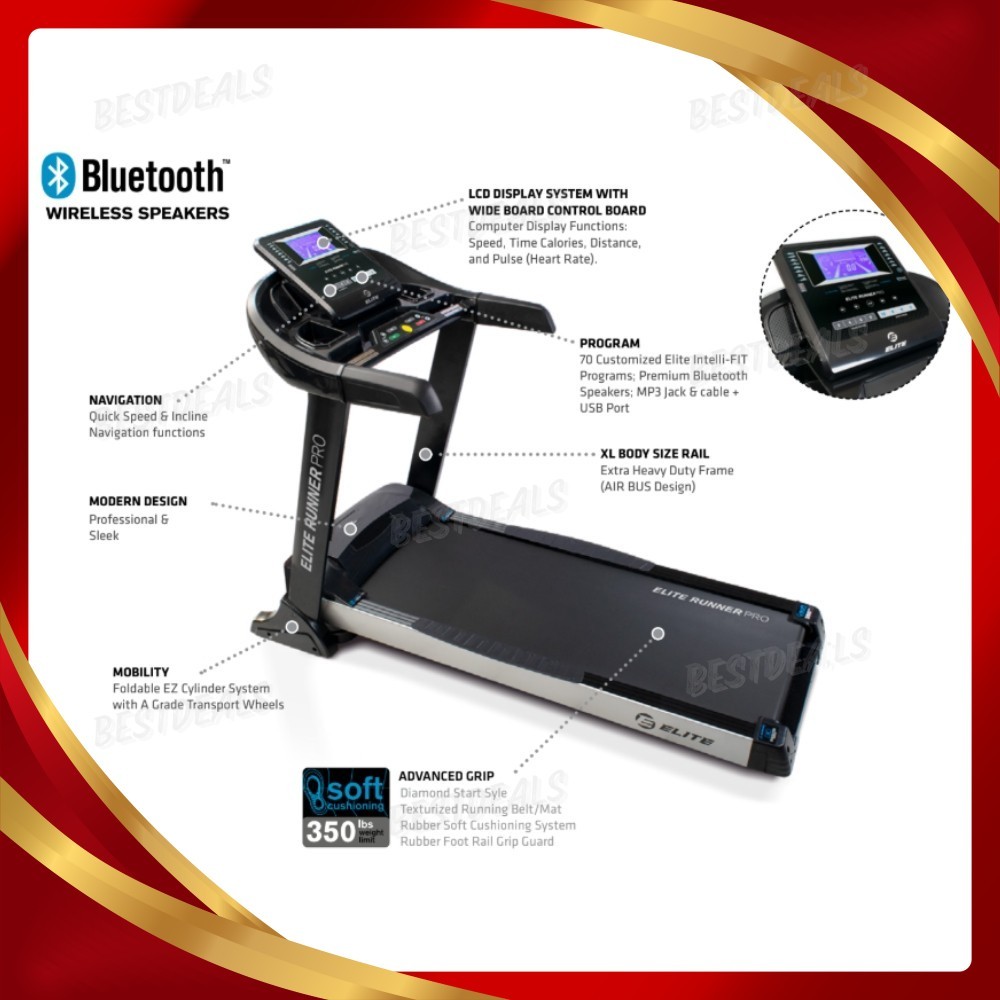 Elite Runner Pro Bluetooth Threadmill 3.5HP (EFETM-2150H) | Shopee ...
