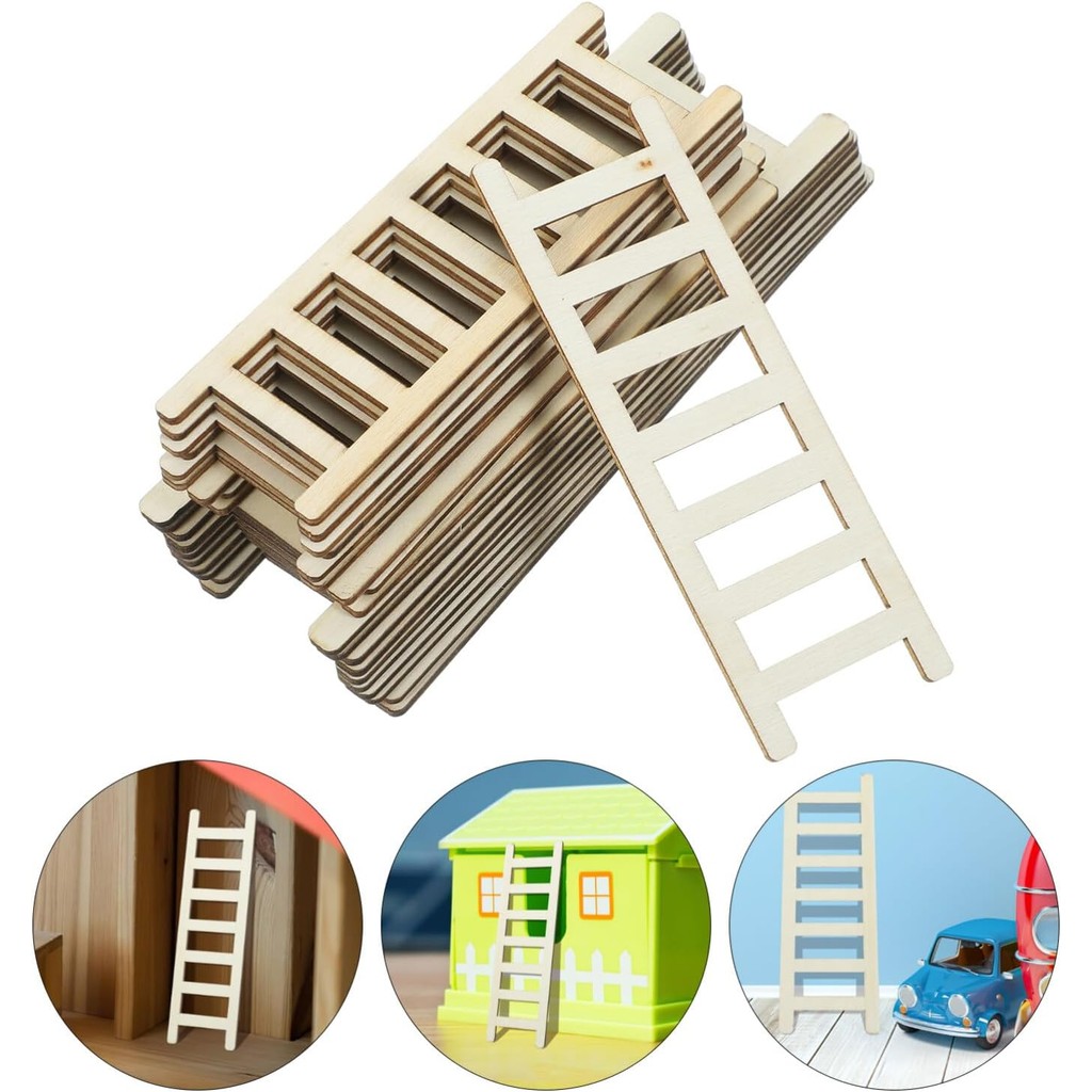 Alasum Miniature Wooden Ladder Set - Tiny Dollhouse Accessories for Diy ...