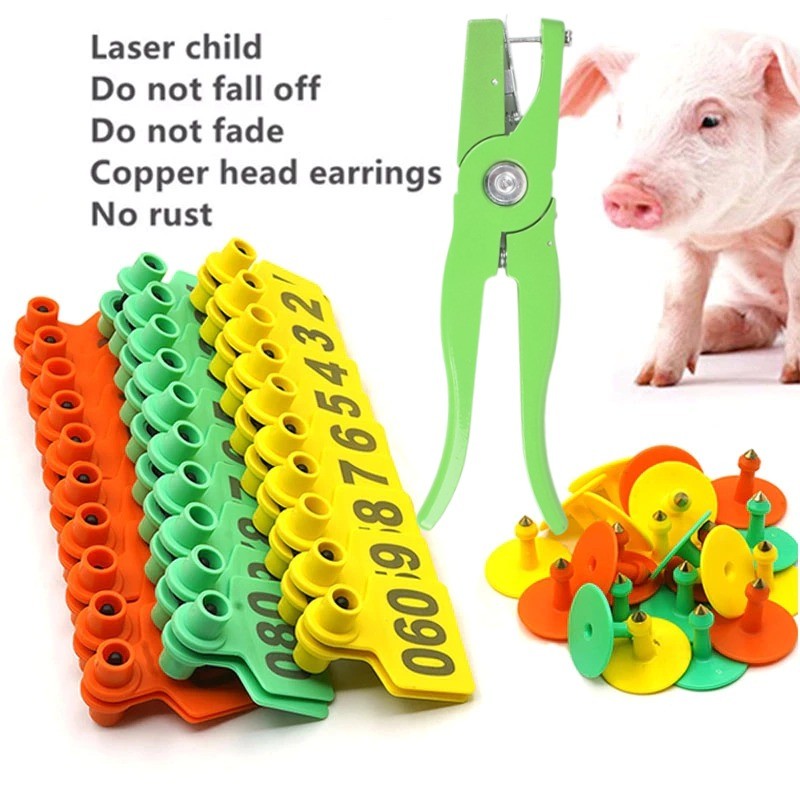 Animal Livestock Ear Tag Set Applicator Plier 1-100 Sheep Pig Cow Ear ...
