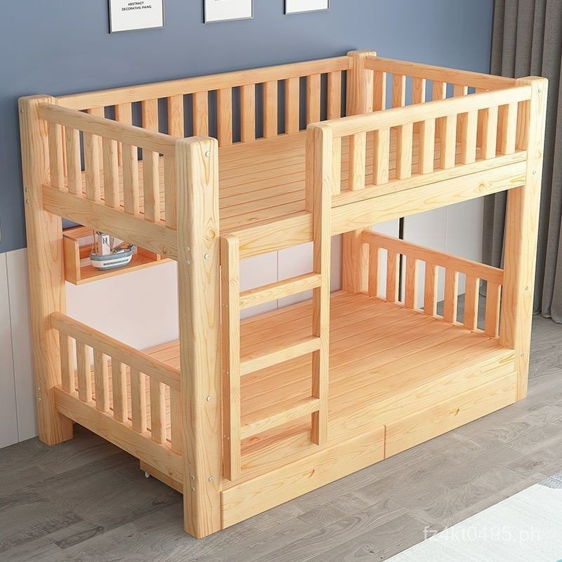Solid Wood Pine Bed Bunk Bed High and Low Bed Adult High and Low Bed Children's Bed Upper and ...