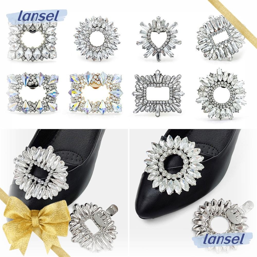LANSEL 1pc Shiny Clips, Wedding Bride Rhinestone Shoe Decorations Clip ...