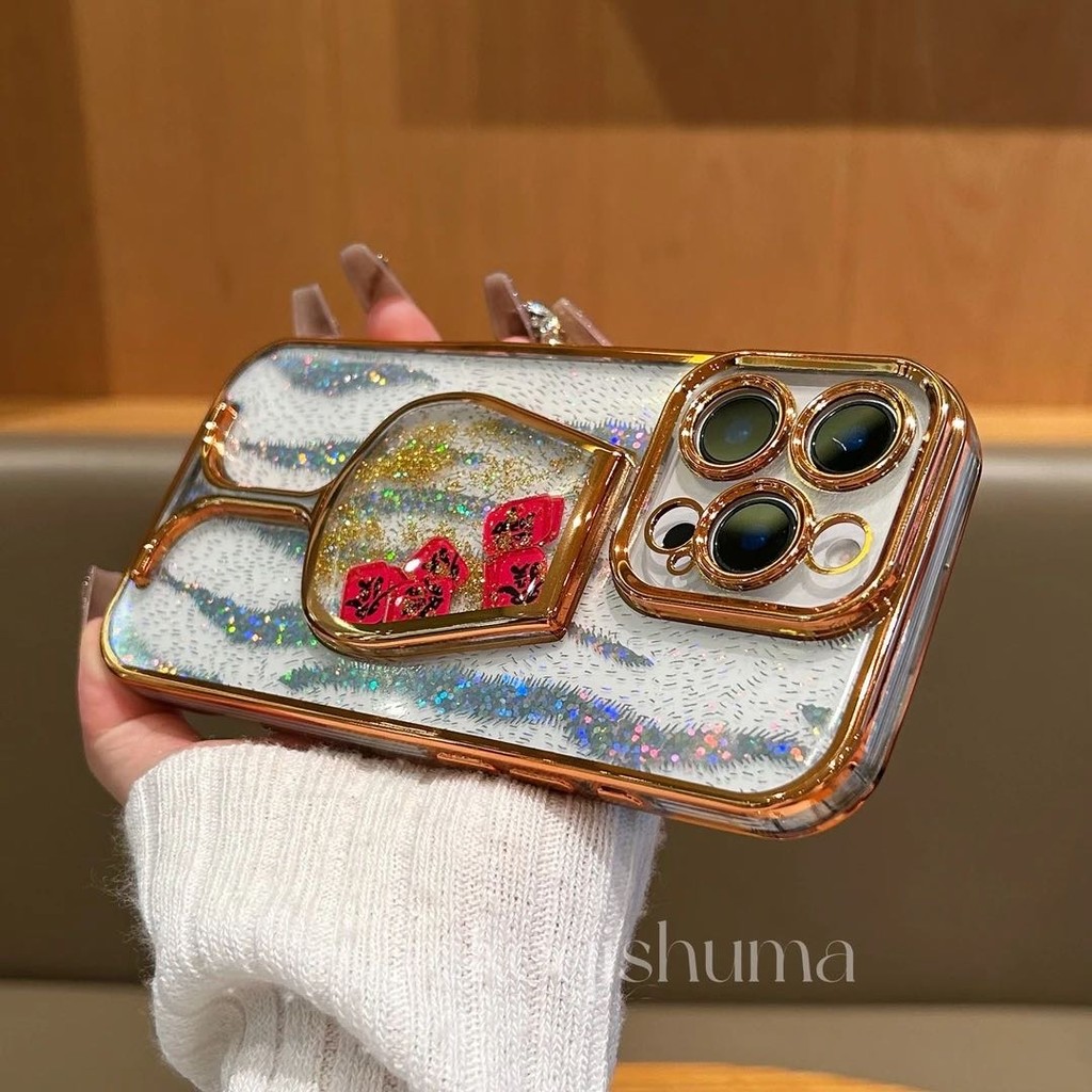 Luxury electroplated quicksand wine glass hair phone case for iPhone16 ...